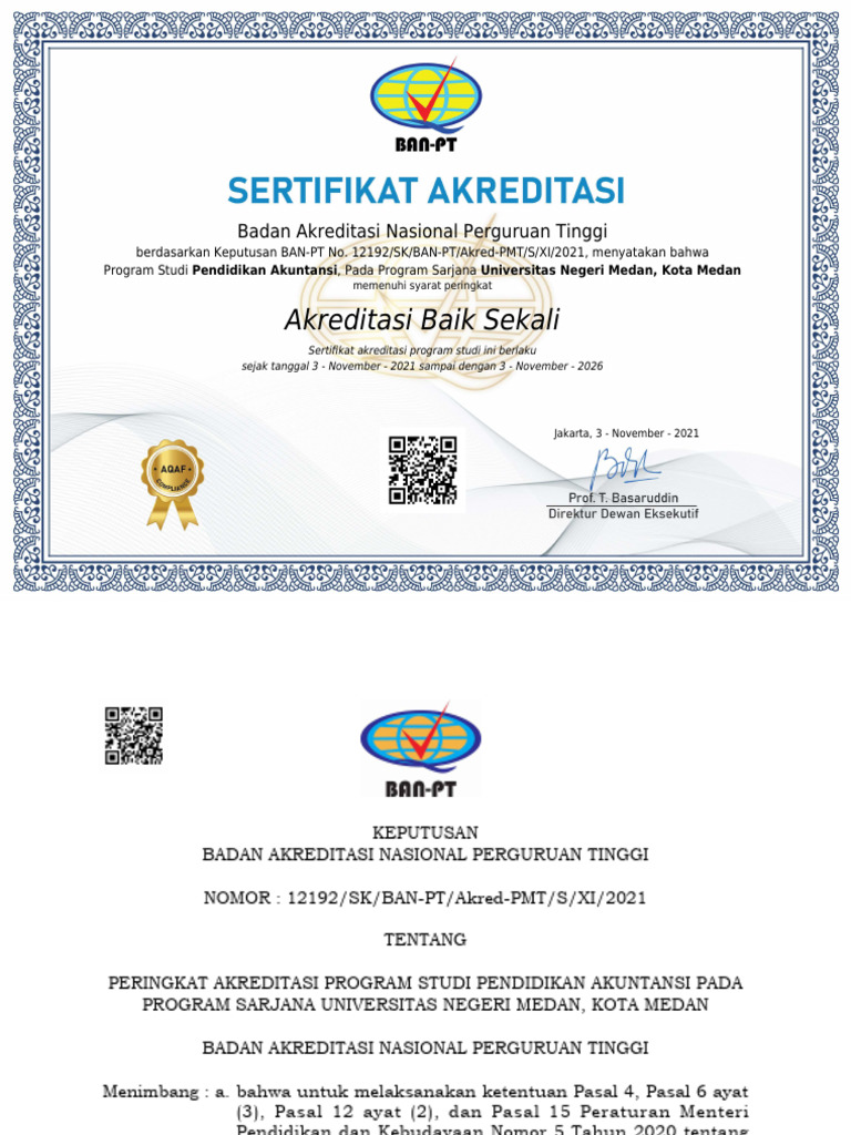 Sertifikat Akreditasi S1 - Pendidikan Akuntansi | PDF