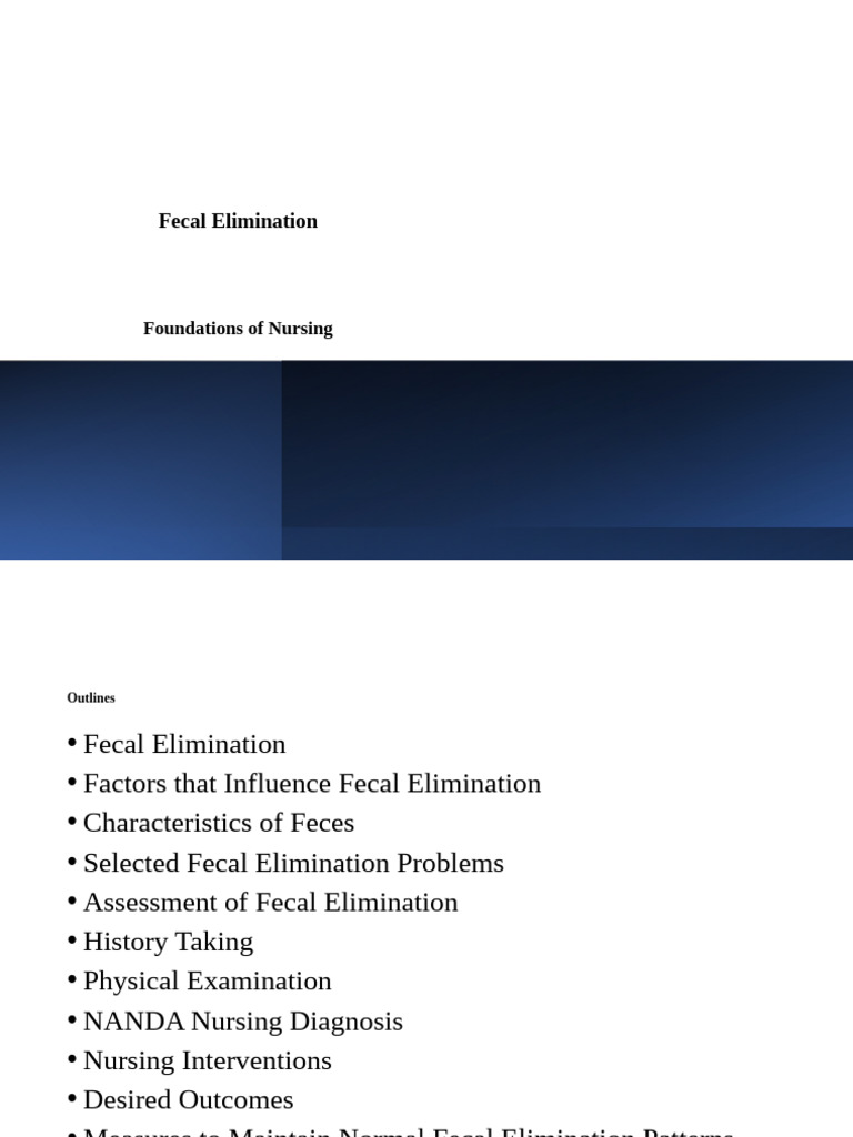 Fecal Elimination 1 | PDF | Human Feces | Constipation