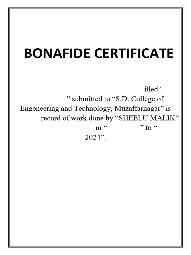 Bonafide Certificate 2nd Sem | PDF