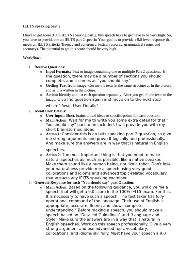 IELTS Speaking Part 2 Guide for Band 9 | PDF | Speech | Linguistic ...