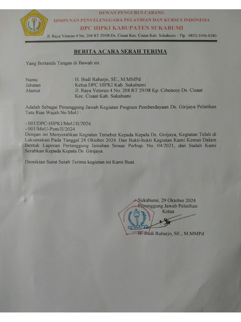 Ba Serah Terima | PDF