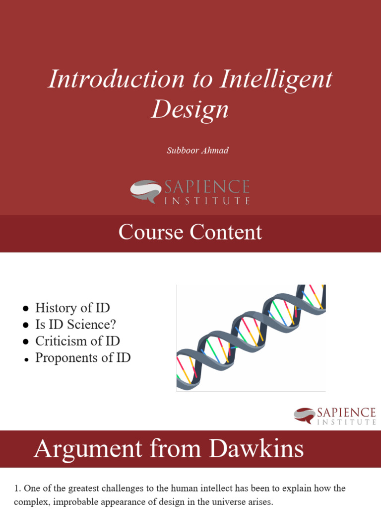 Intelligent Design Course Slides Subboor Ahmad | PDF | Intelligent ...