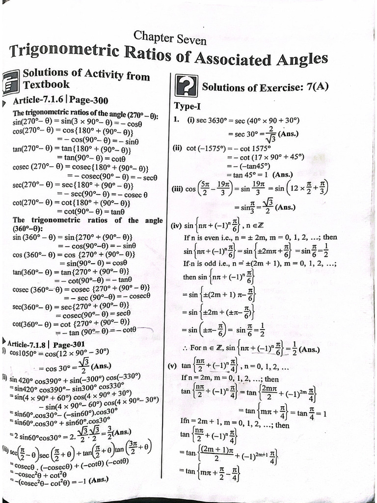 Trigonometry 1st Paper H Maths | PDF