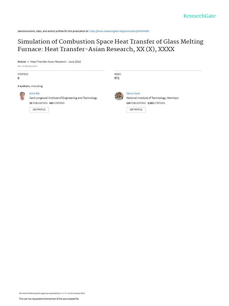 Glass Melting Furnace Heat Transfer Simulation | PDF | Combustion ...