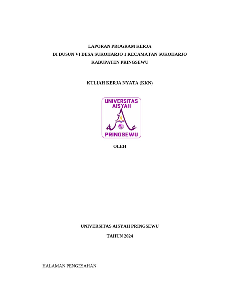 Laporan Program Kerja KKN | PDF