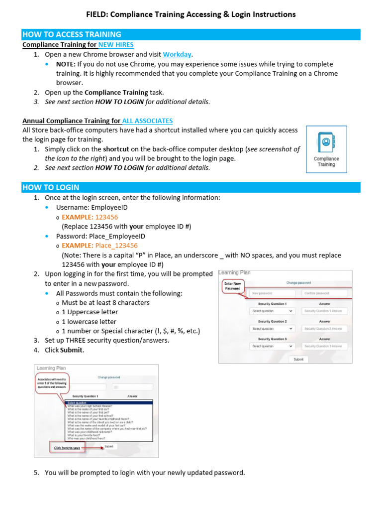 FIELD_Compliance Training Login Instructions-EnG_Updated 9 | PDF ...