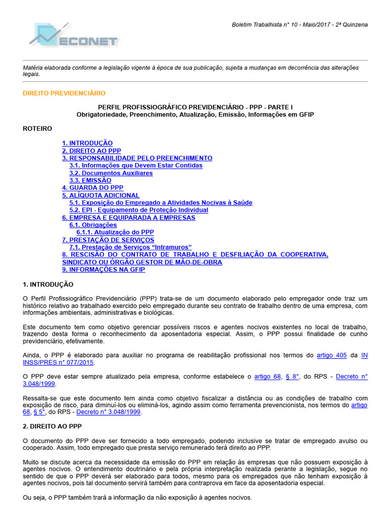 Guia Completo sobre o PPP Previdenciário | PDF