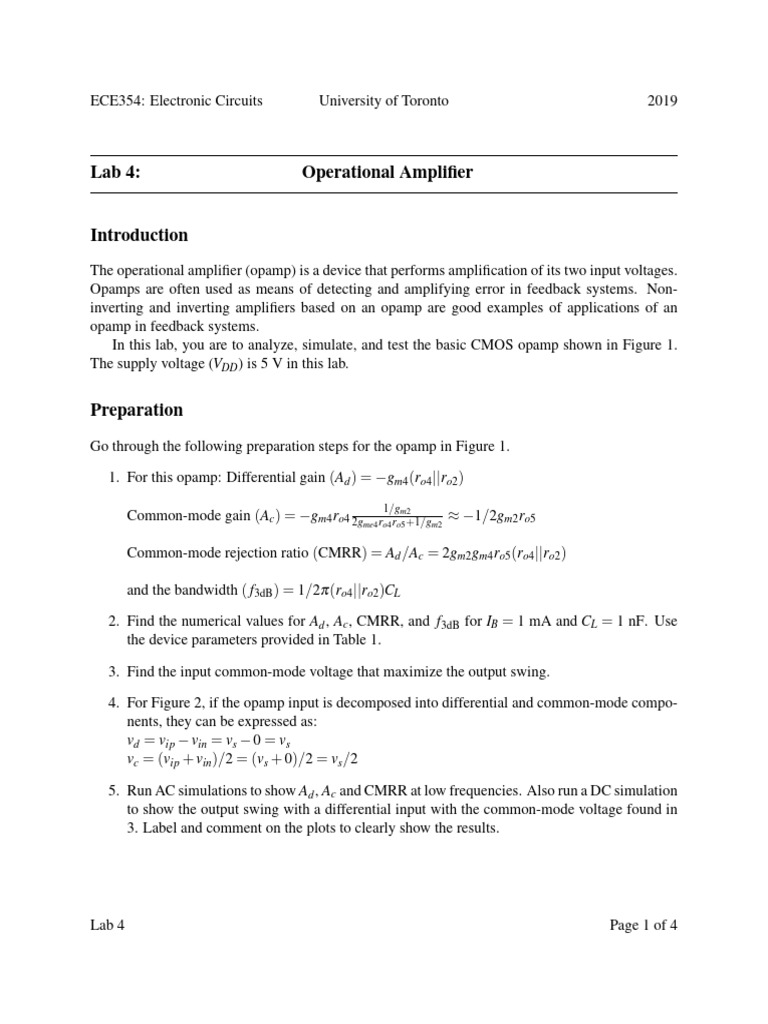 ug-lab4 | PDF | Operational Amplifier | Amplifier