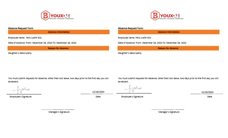 Absence Request Form (1) | PDF