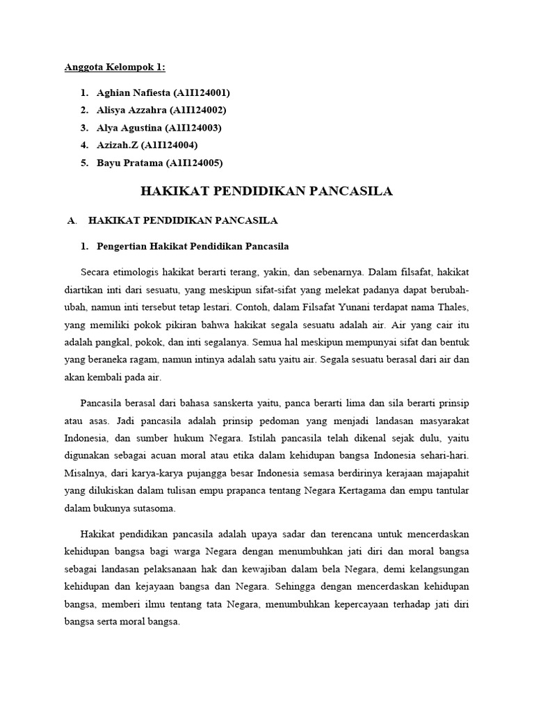 Hakikat Pendidikan Pancasila | PDF