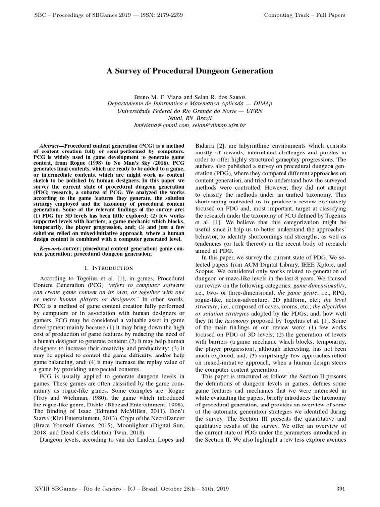 Survey Based Dungeon Gen | PDF | Genetic Algorithm