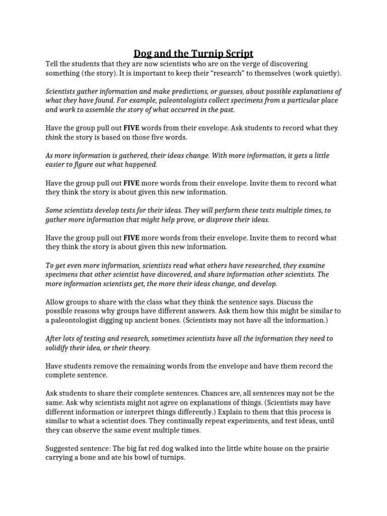 Lesson 1 - Dog and The Turnip Script | PDF | Science