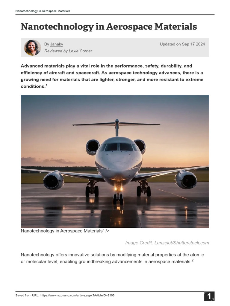 Nanotechnology in Aerospace Materials | PDF | Nanotechnology ...