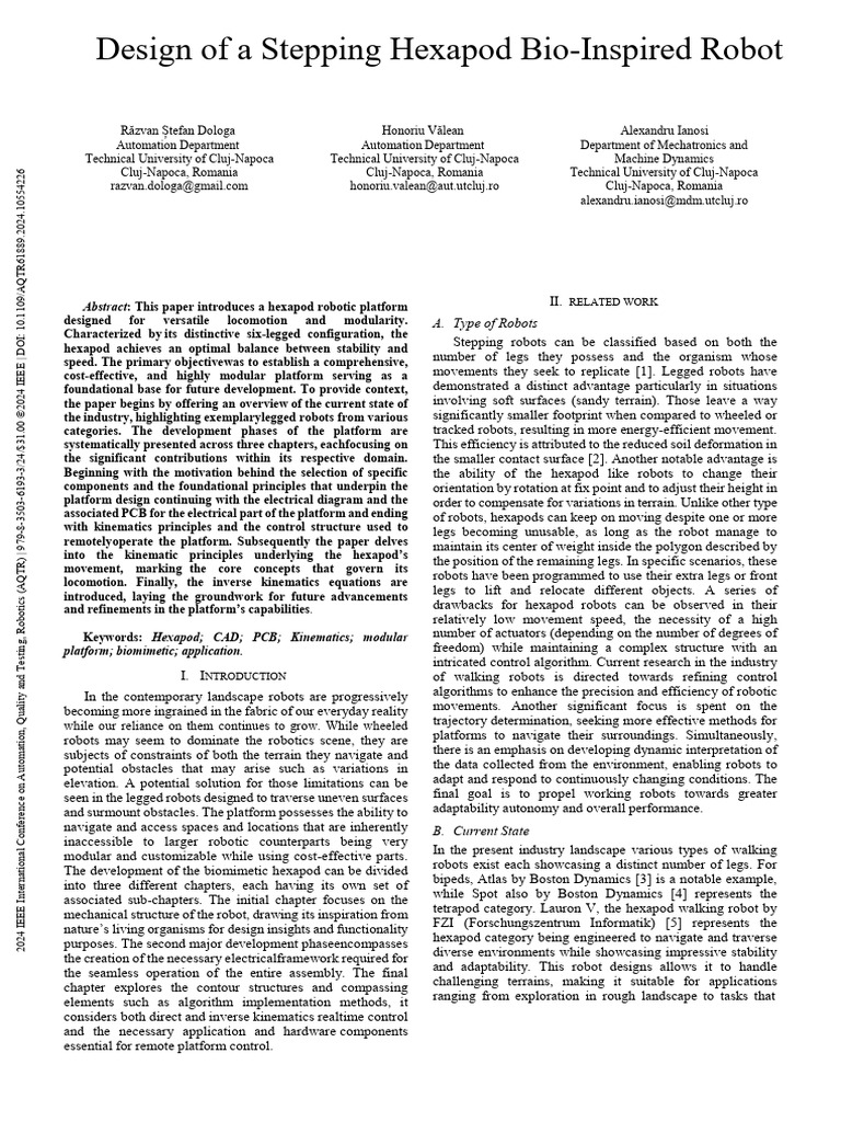 Design_of_a_Stepping_Hexapod_Bio-Inspired_Robot | PDF | Robot | Robotics