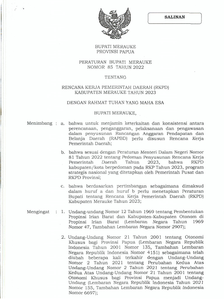 Perbup 85 Tahun 2022 | PDF