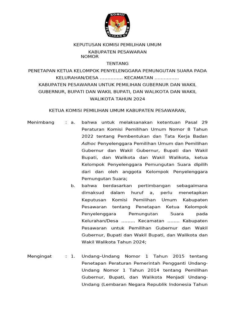 SK Ketua KPPS-2 | PDF