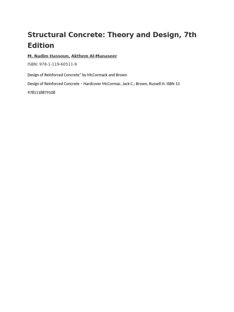 Structural Concrete: Theory & Design, 7th Edition | PDF