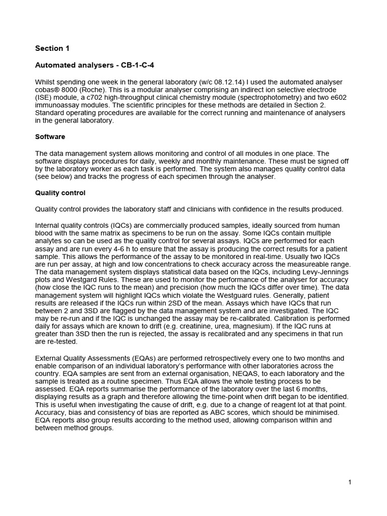 Automated Analyser Quality Control Guide | PDF | Electrolyte | Ph