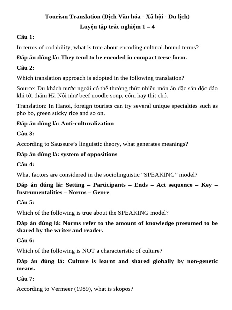 01-Tourism Translation (Dịch Văn hóa - Xã hội - Du lịch) -Luyện tập ...