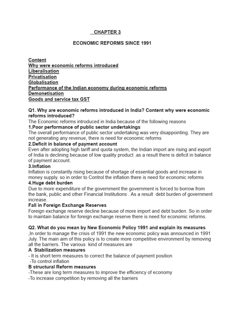 Chapter 3 Economic Reforms | PDF | Taxes | Economic Growth