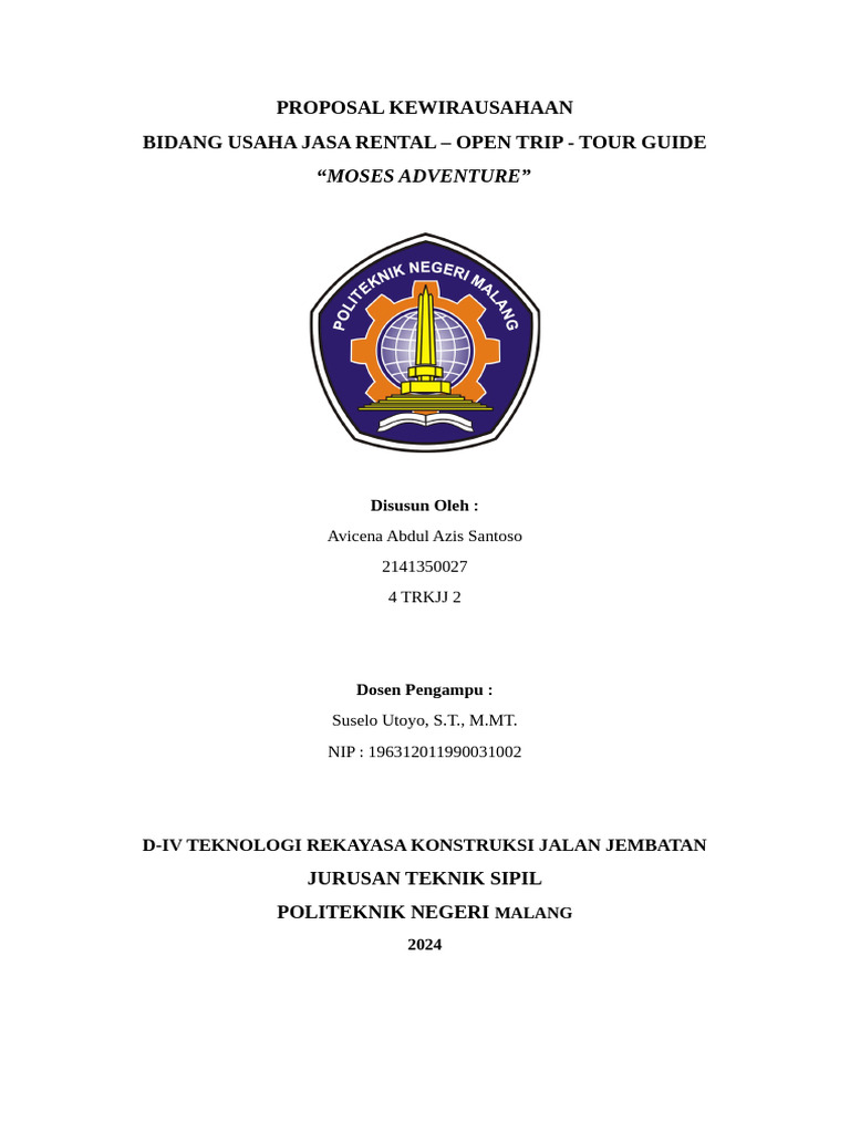 Proposal Kewirausahaan Cover | PDF