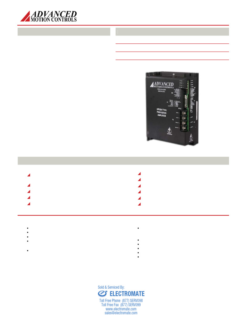 100A40 Analog Servo Drive Specifications | PDF | Amplifier | Power Supply