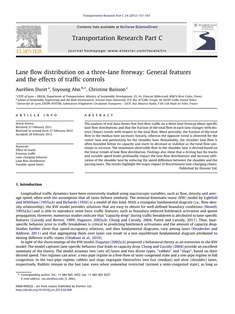 4-Lane Flow Distribution on a Three-lane Freeway General Features and ...