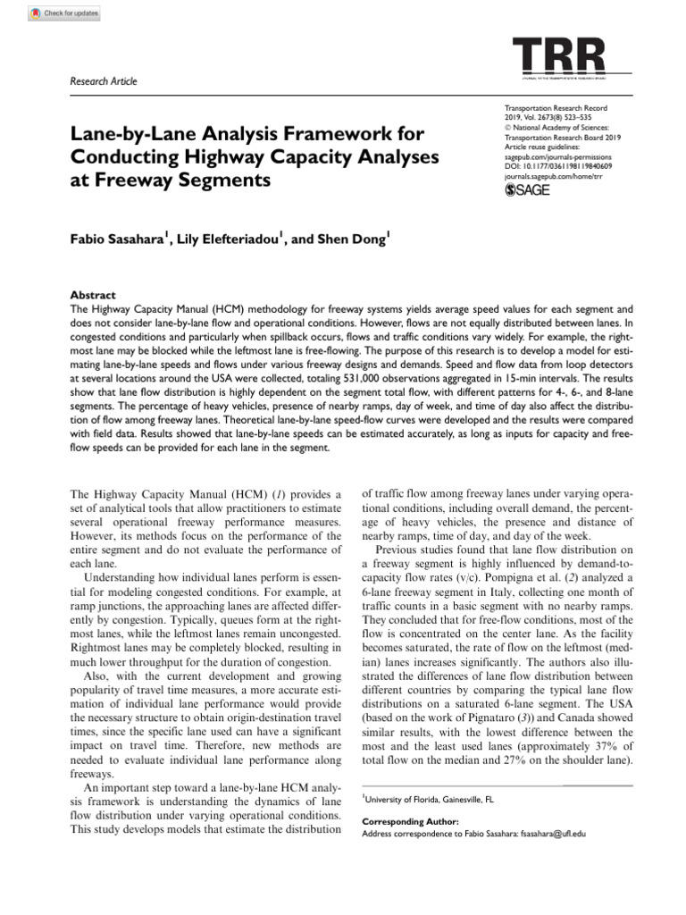 5-Lane-By-Lane Analysis Framework For Conducting Highway Capacity ...
