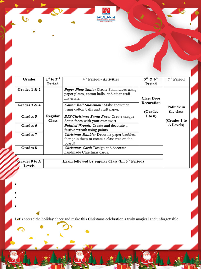 Christmas Celebration Activities 2024 | PDF | Christmas | December ...