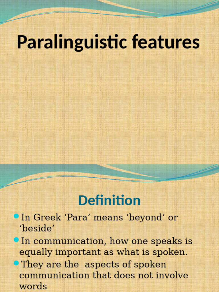 Paralinguistic features | PDF