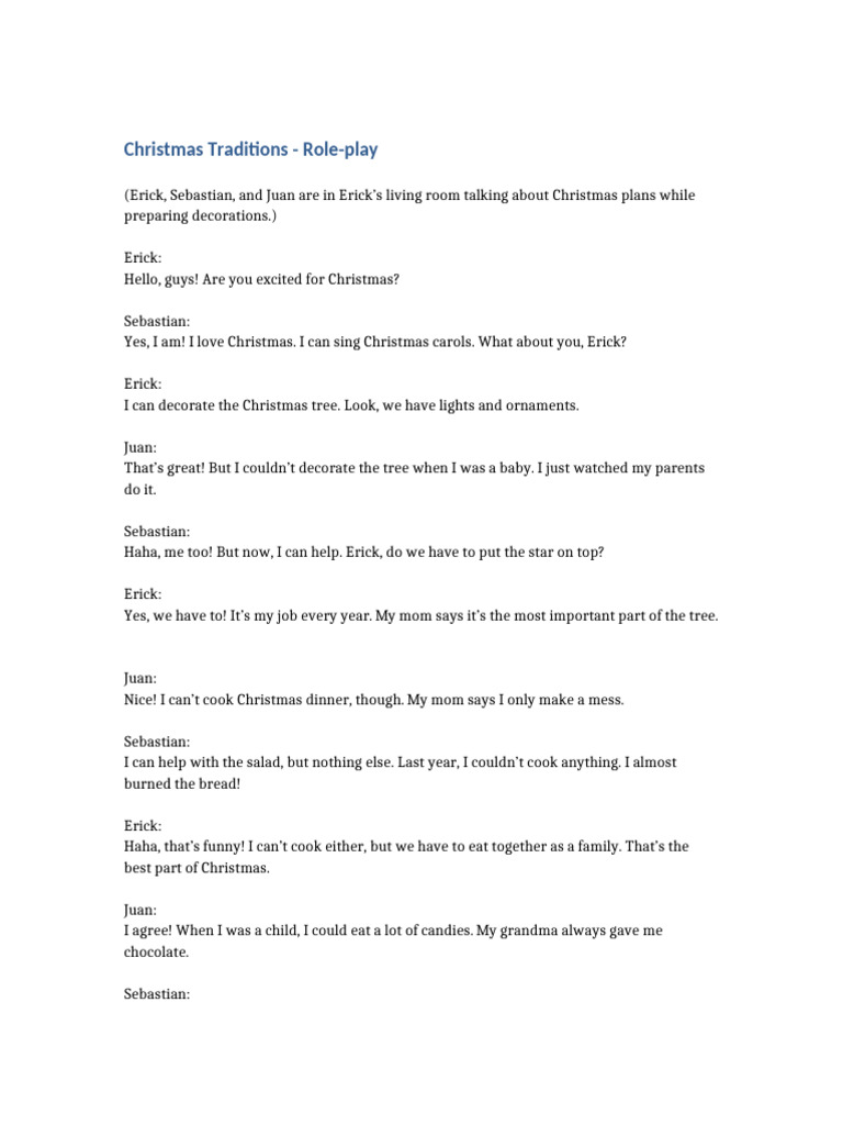Christmas Traditions Roleplay | PDF