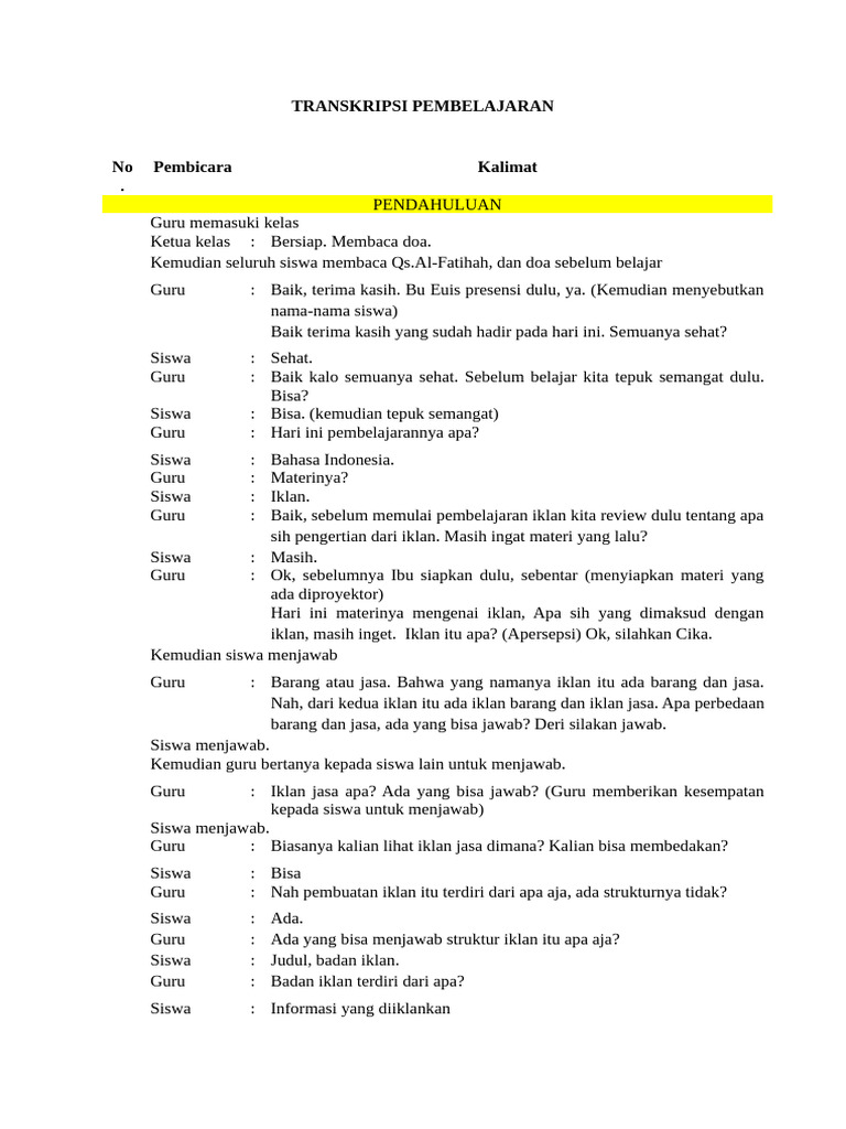 Transkripsi Pembelajaran Rapi | PDF