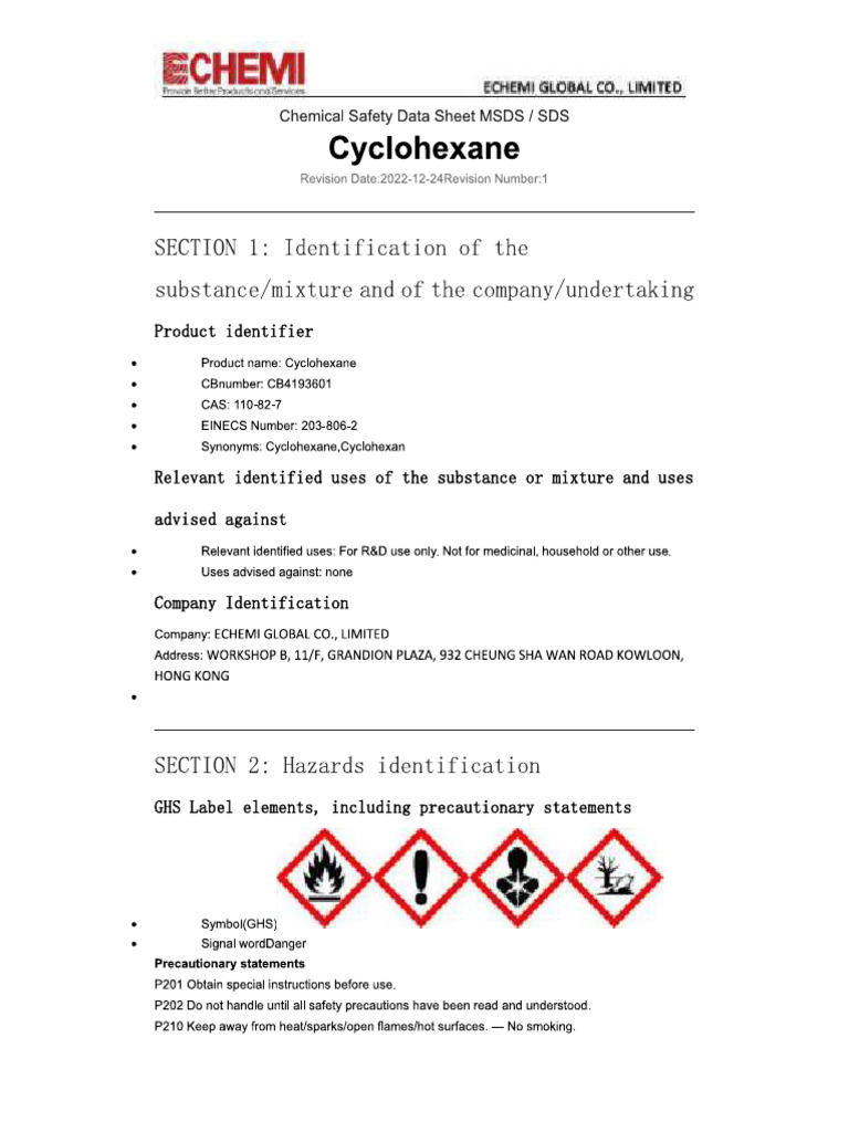 MSDS MCH | PDF