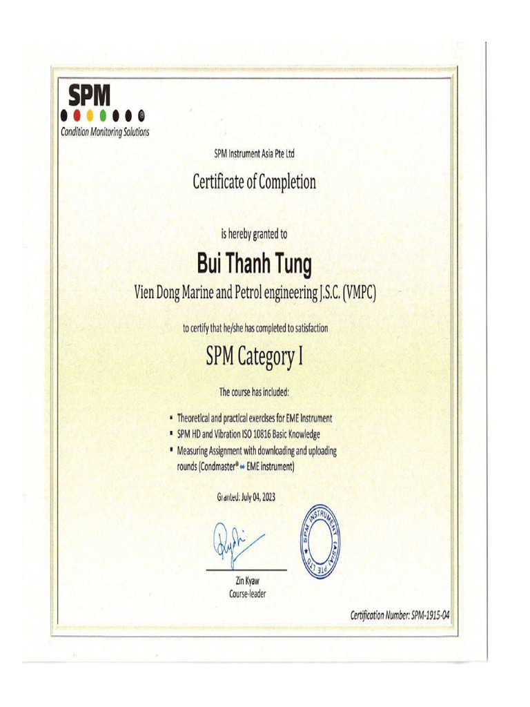 SPM Cert-Tbt | PDF