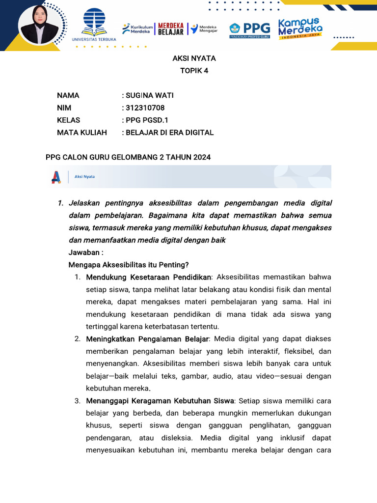 Topik 4 Bida Aksi Nyata Sugina Wati | PDF