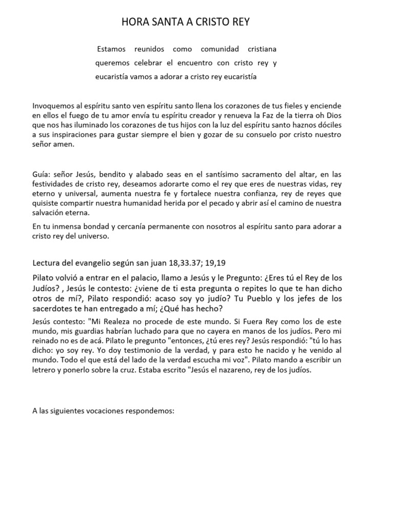 HORA SANTACRISTO REY | PDF | Cristo (título) | eucaristía