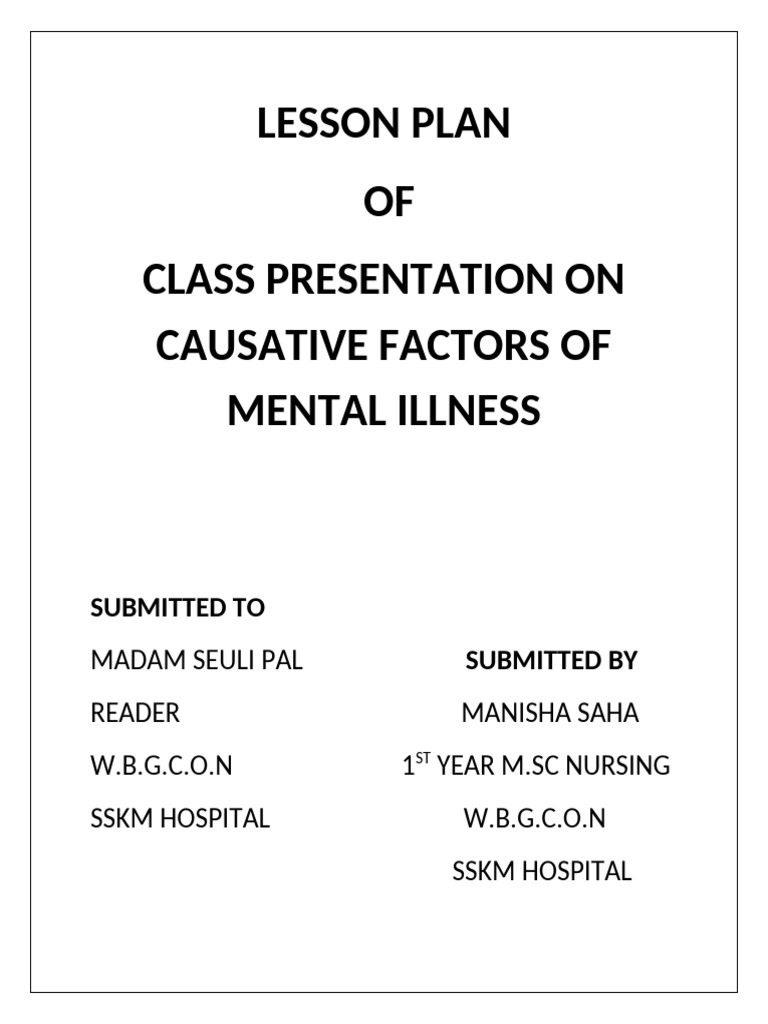 Lesson Plan on Mhca and Mhp | PDF | Psychiatry | Mental Health