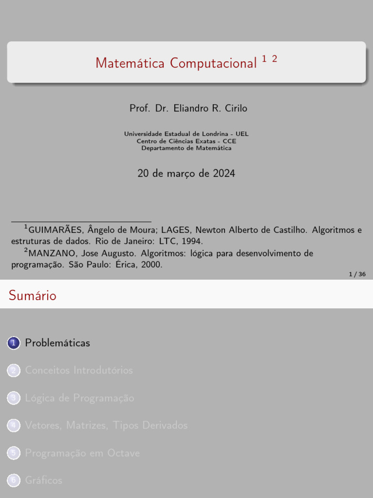 Aula Matematica Computacional | PDF | Matemática aplicada | Matemática