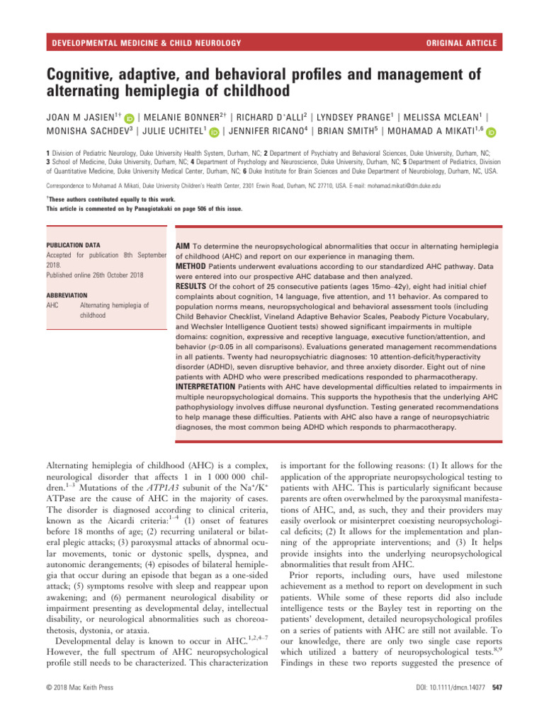 Cognitive, Adaptive, and Behavioral Profiles AHC | PDF | Intelligence ...