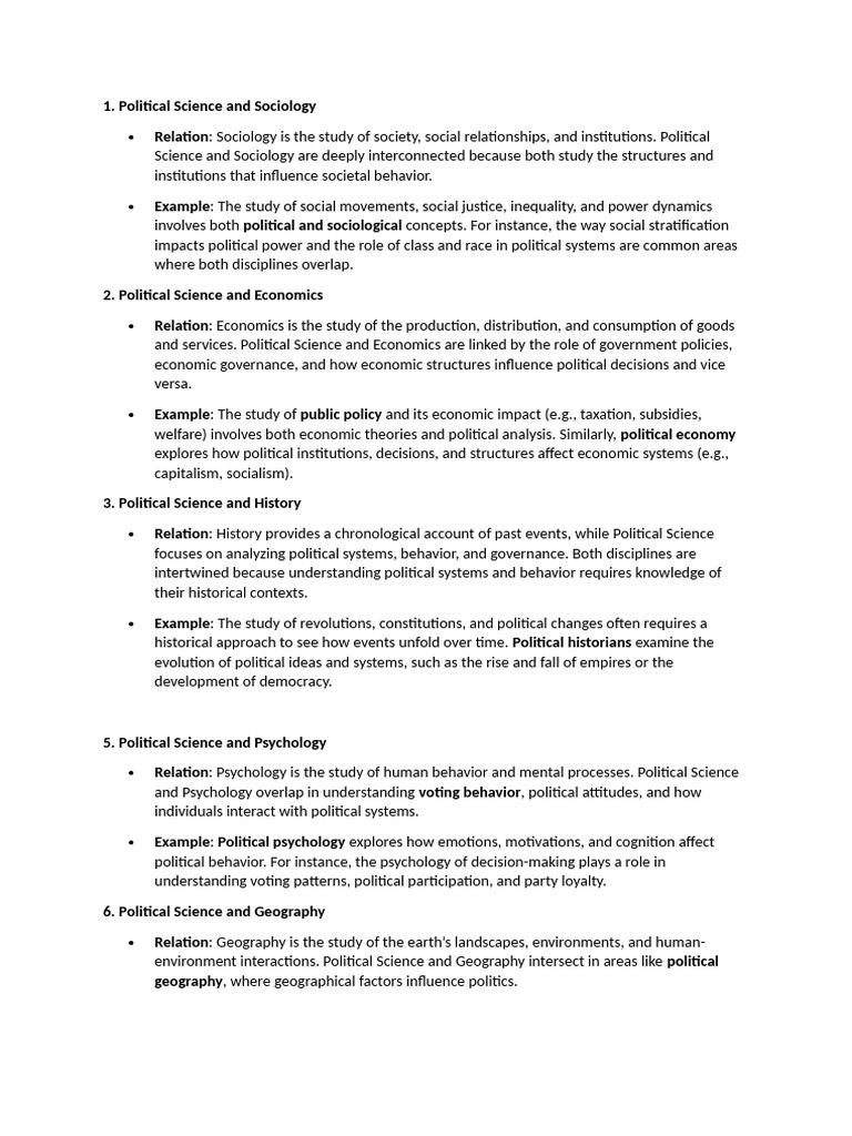 Relation of Pol Science With Other Social Science | PDF | Political ...
