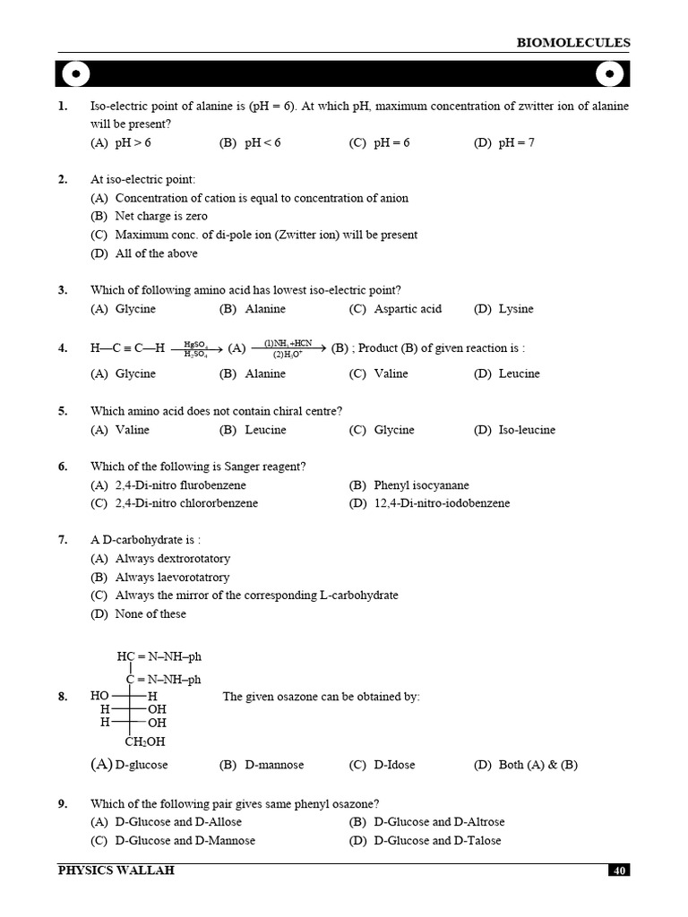 Biomolecules _ Module __ Lakshya JEE AIR Recorded 2025-40-49 | PDF ...