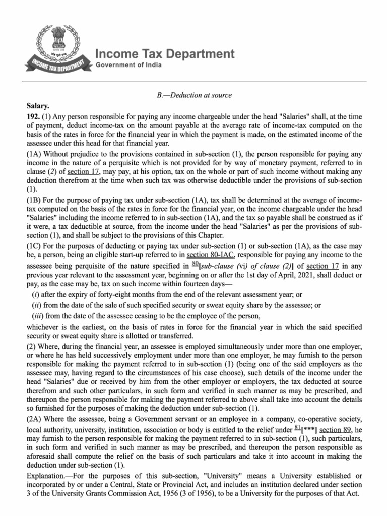 192 It Act | PDF | Tax Deduction | Taxes
