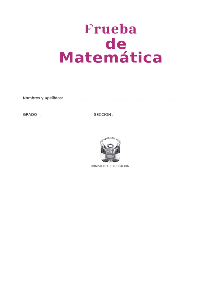 Prueba Diagnostica Matematica 3 | PDF