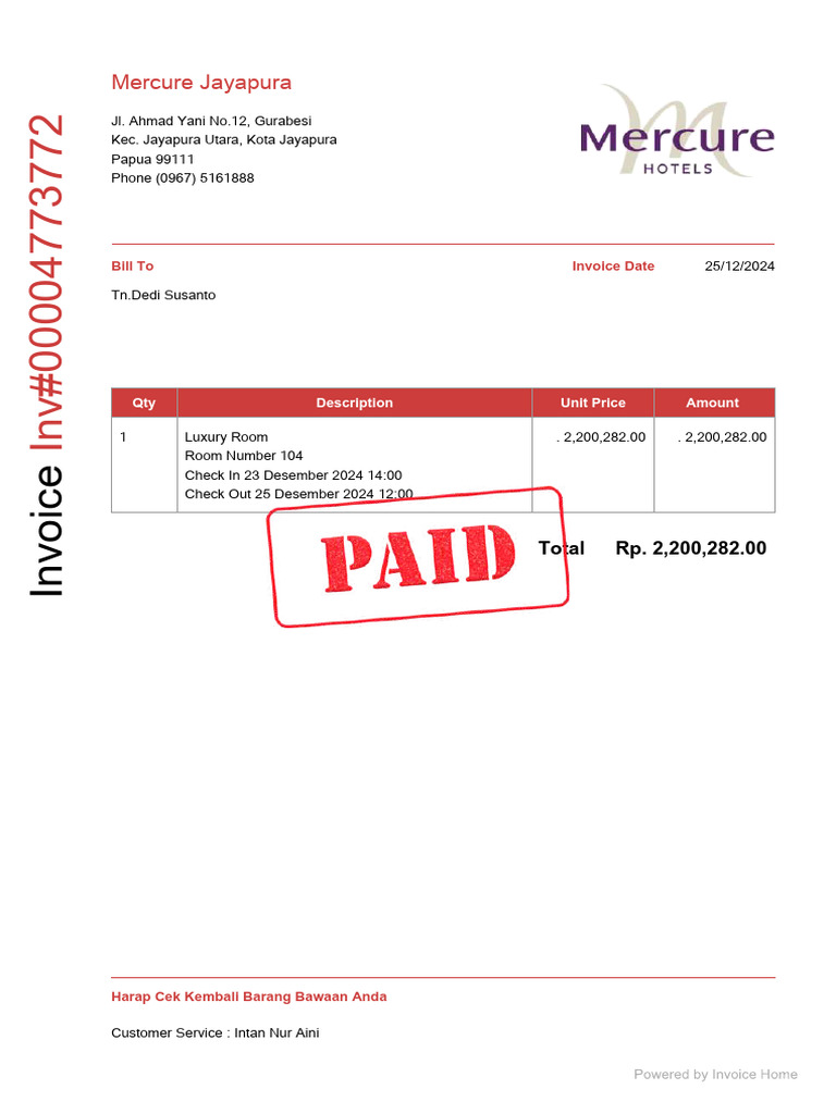 Inv 00004773772 TN Dedi Susanto | PDF