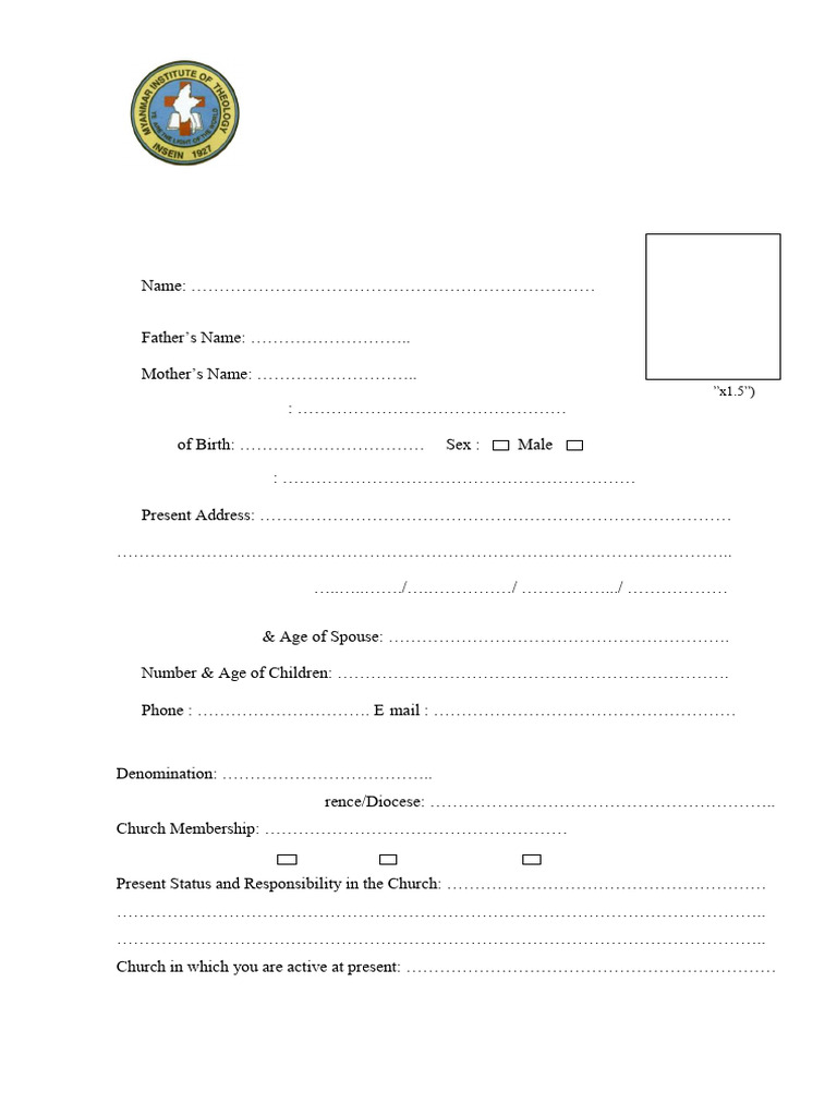 DMin Application Forms 2024 | PDF