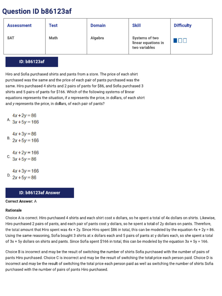 SAT Suite Question Bank 1-50 | PDF