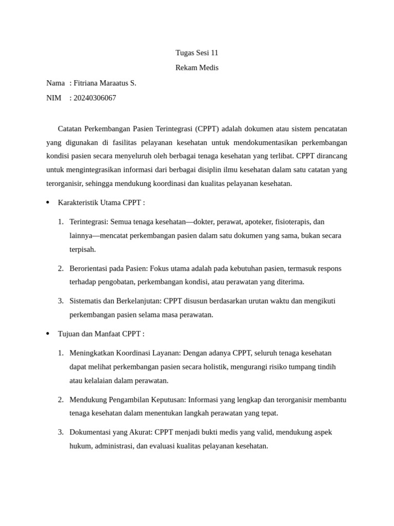 Panduan Lengkap CPPT dalam Rekam Medis | PDF