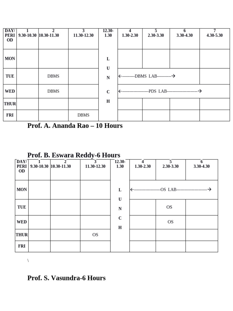 Individual Timetables | PDF
