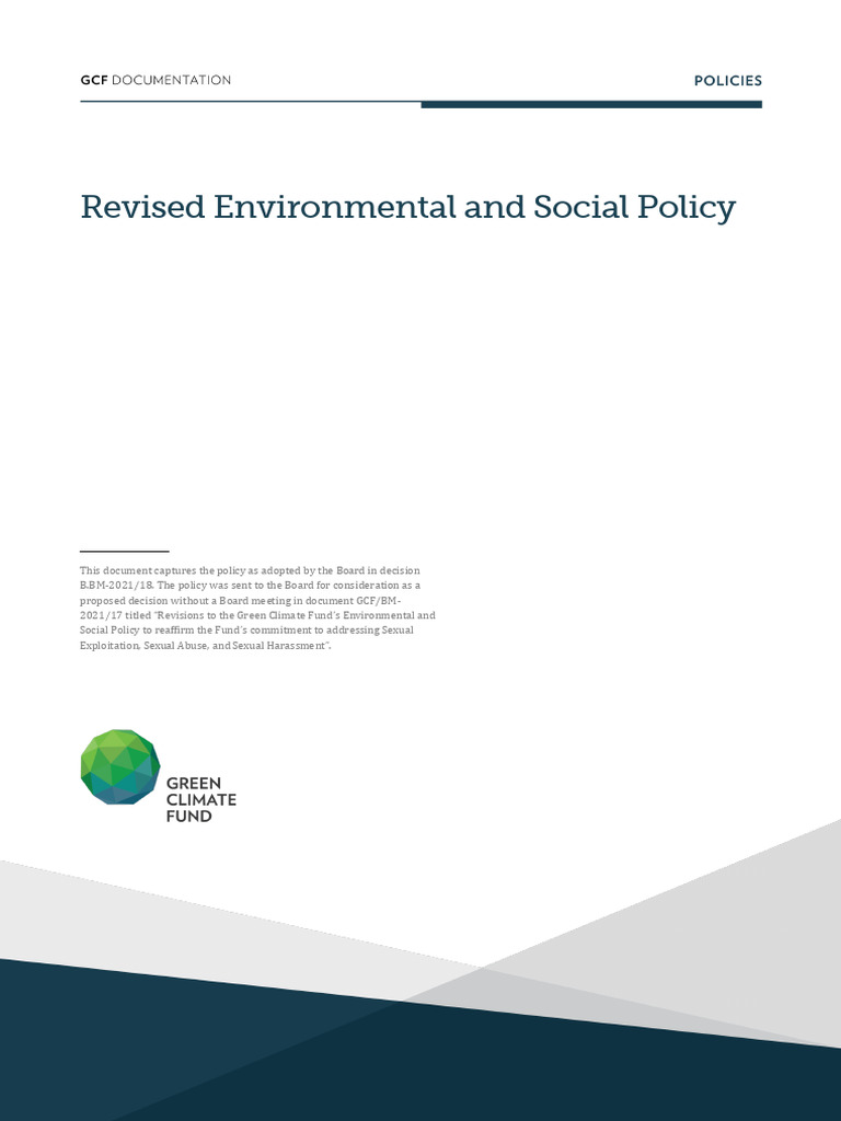 Revised Environmental and Social Policy | PDF | Risk | Environmental Impact Assessment