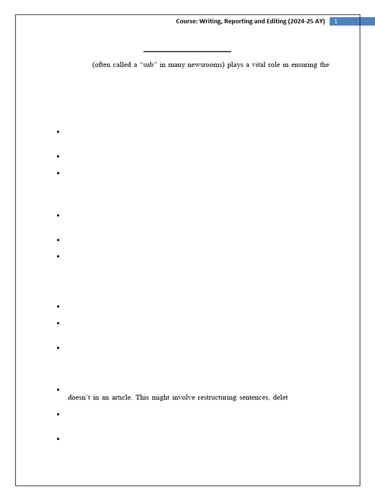 Qualities of Sub-Editor | PDF | Copy Editing | Editing